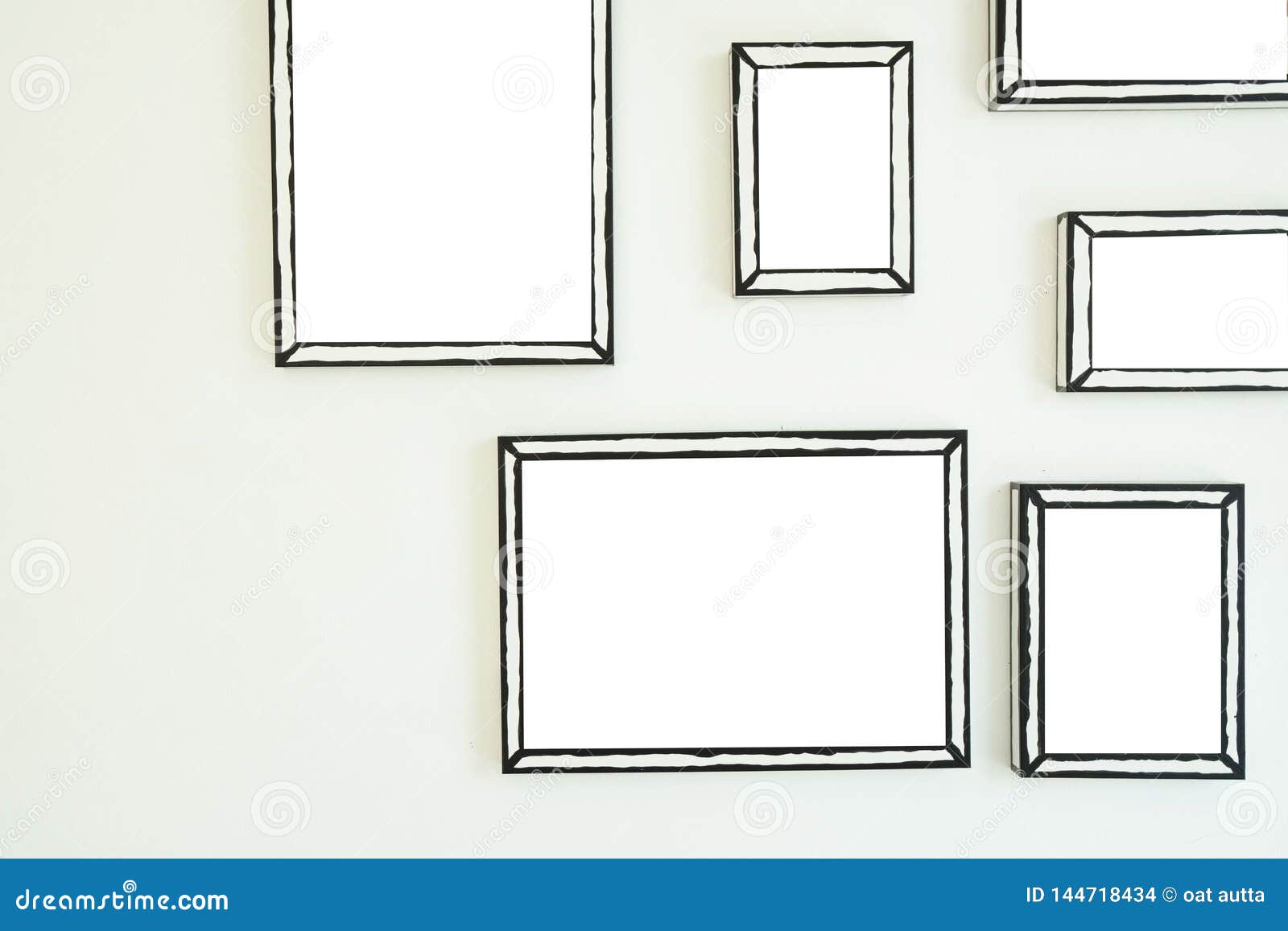 Empty Frame on White Wall .Blank Space for Text and Images Stock ...