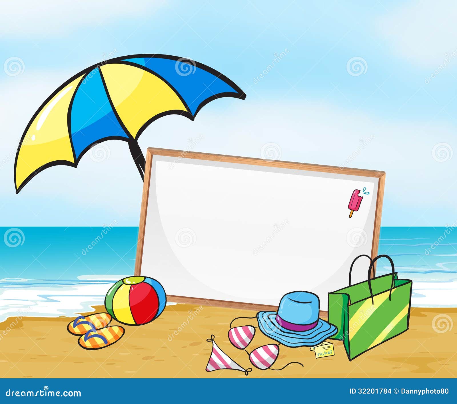 An Empty Framed Signage at the Beach Stock Vector - Illustration of ...