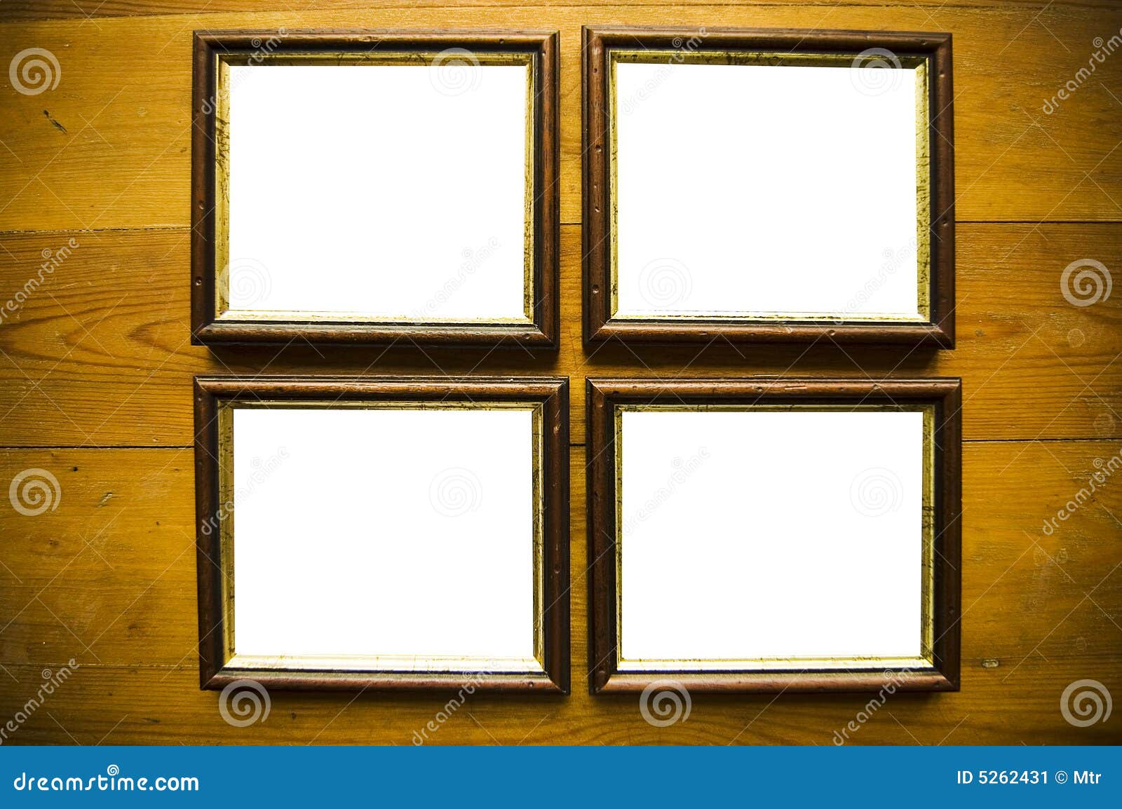 Empty Frames on Wooden Wall Stock Image - Image of advertising, light ...