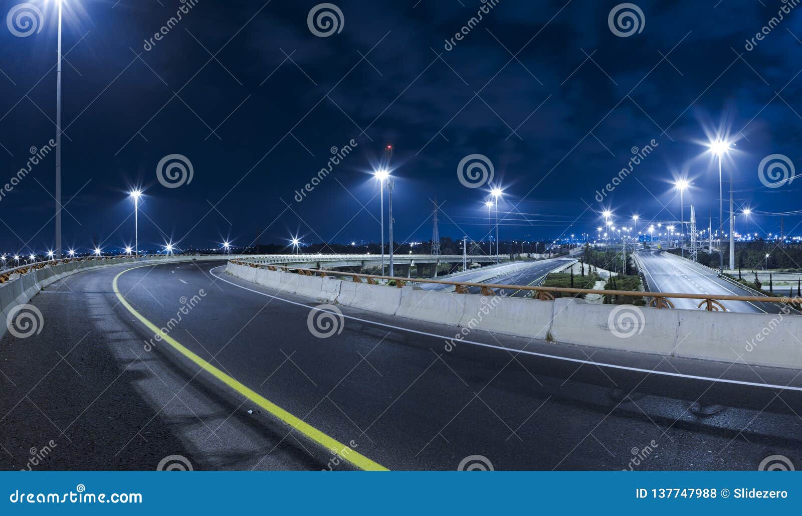 Empty Freeway at Night, Empty Road at Night Stock Photo - Image of ...