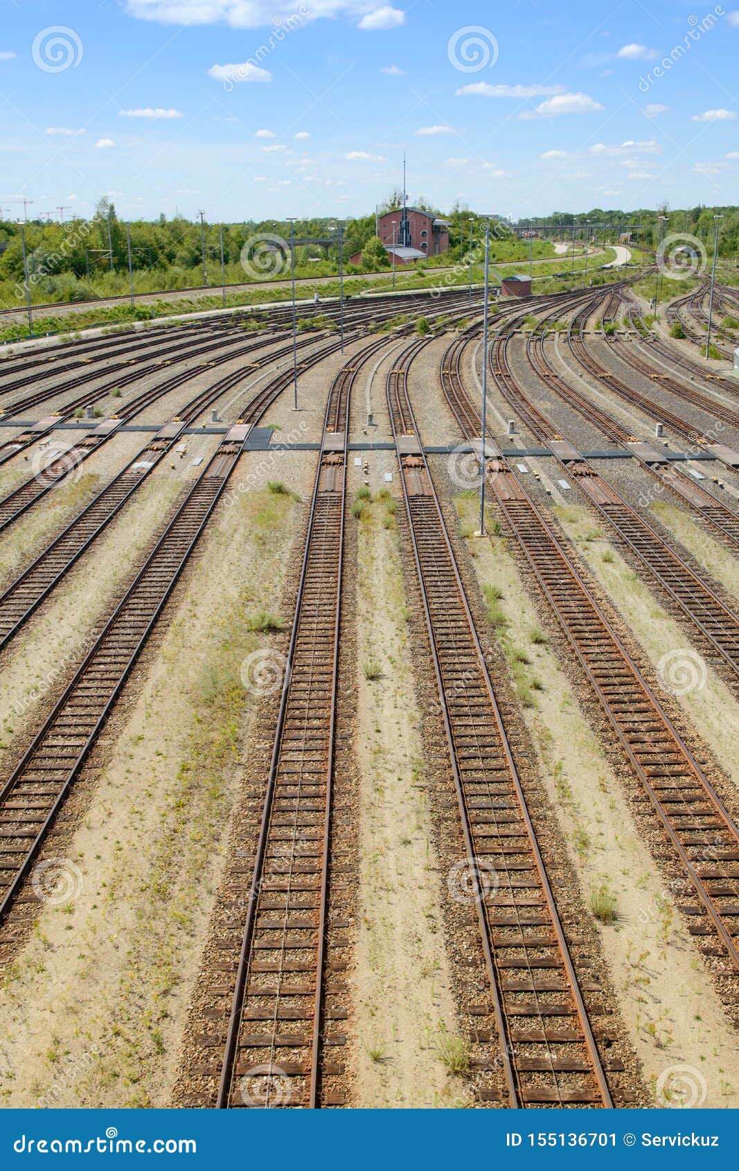 Empty Freight Railway Yard with Many Tracks and Operations Control ...