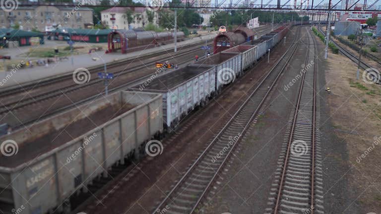 Empty Freight Train Slowly Moving Stock Photo - Image of rail, business ...