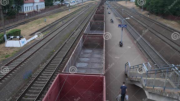 Empty Freight Train Slowly Moving Editorial Photography - Image of ...