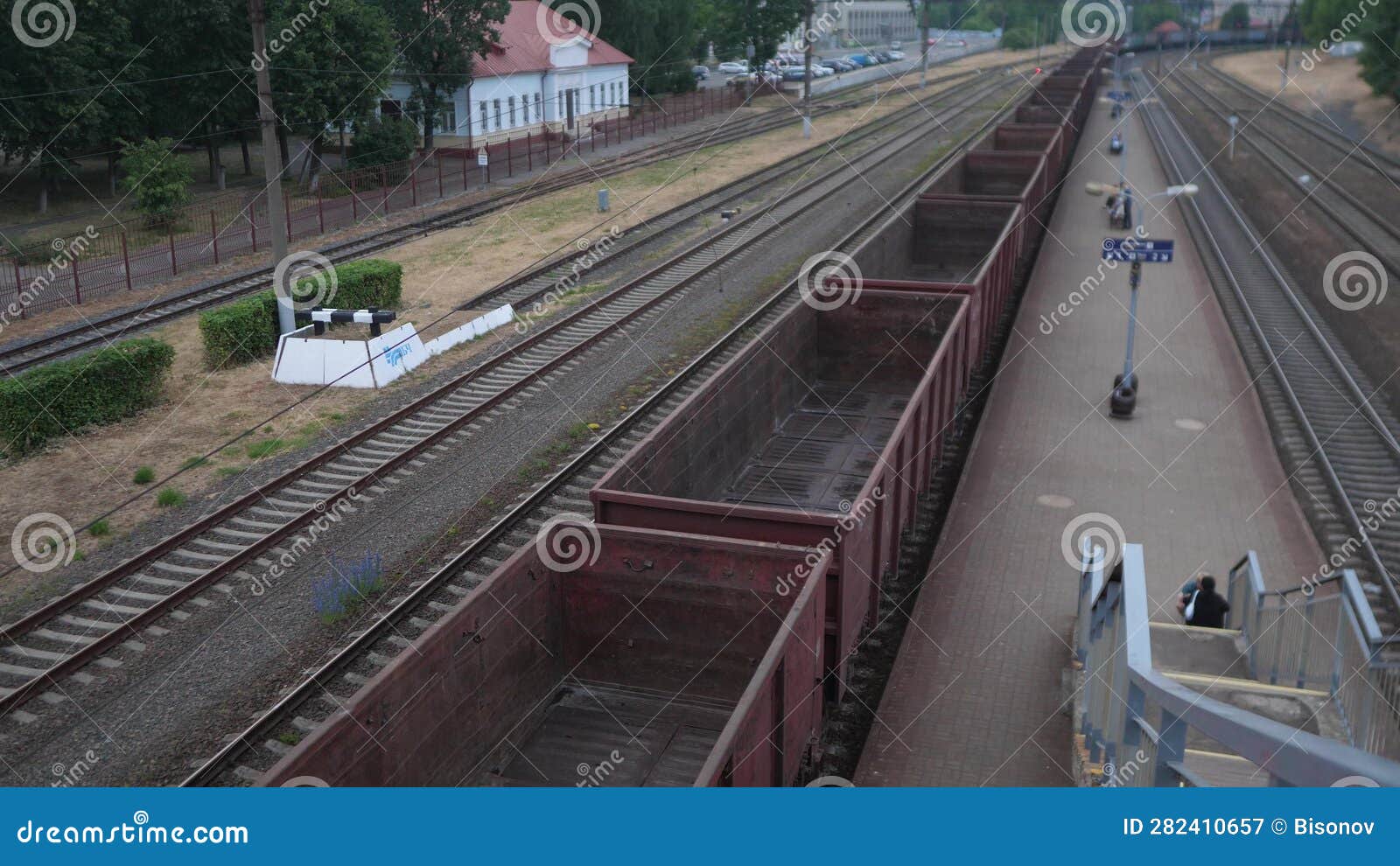Empty Freight Train Slowly Moving Stock Image - Image of track ...