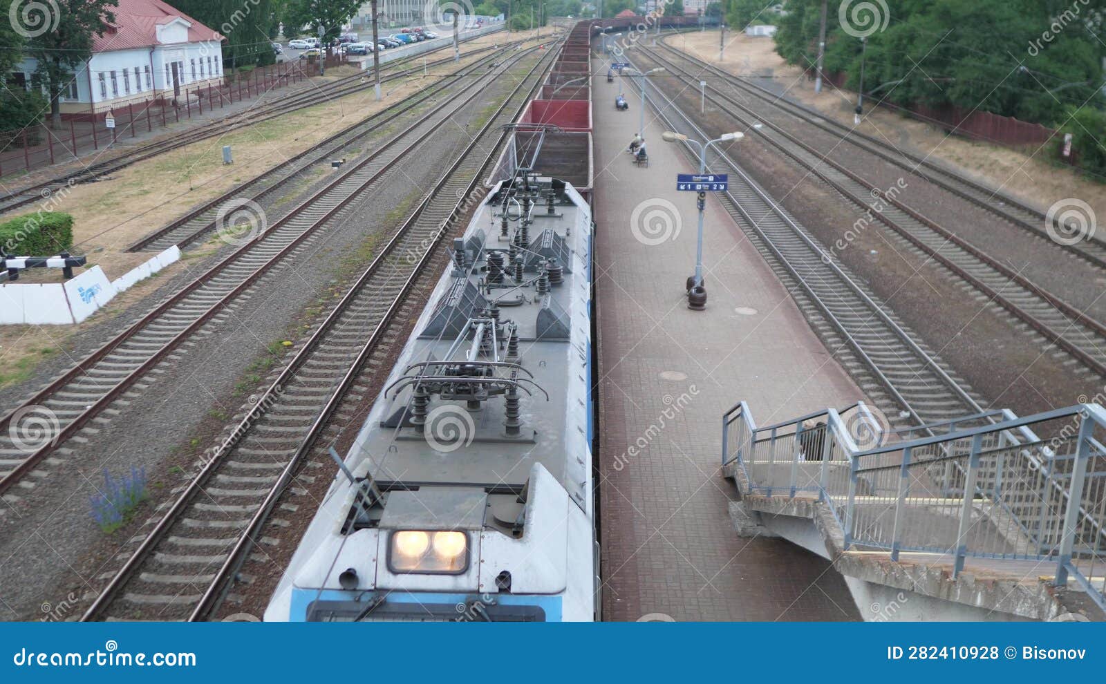 Empty Freight Train Slowly Moving Stock Photo - Image of freight, track ...