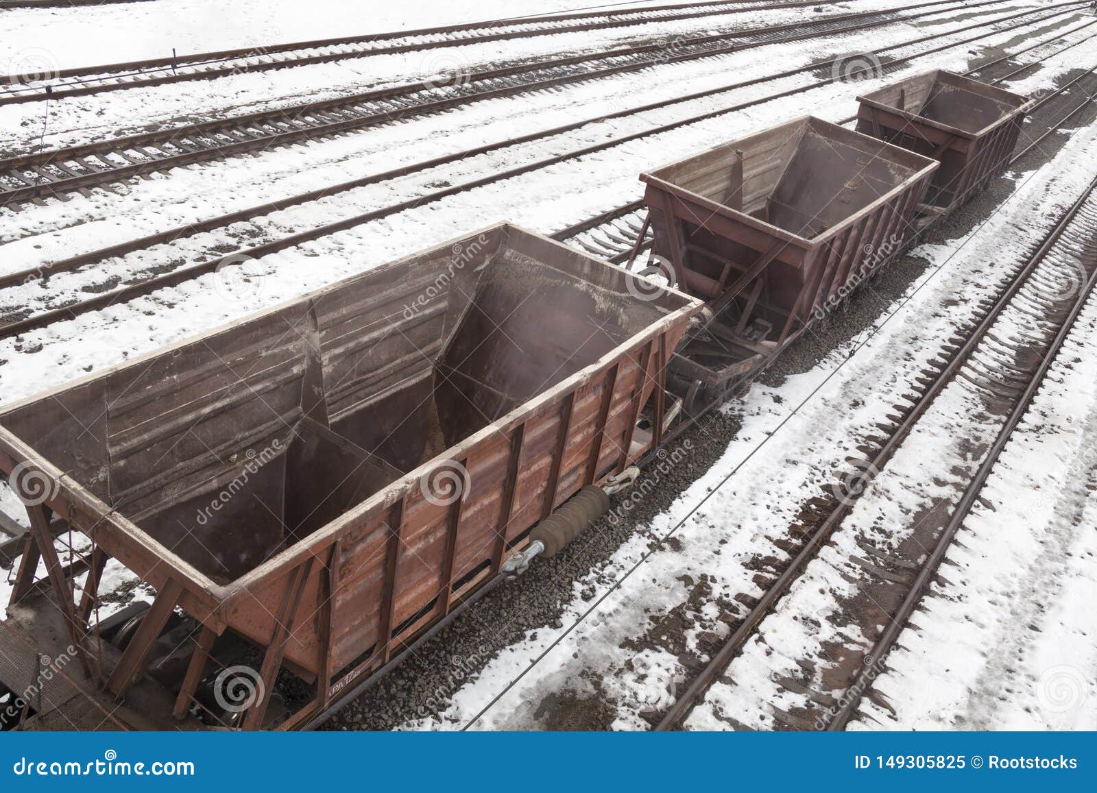 Empty freight wagons stock image. Image of rolling, passing - 149305825