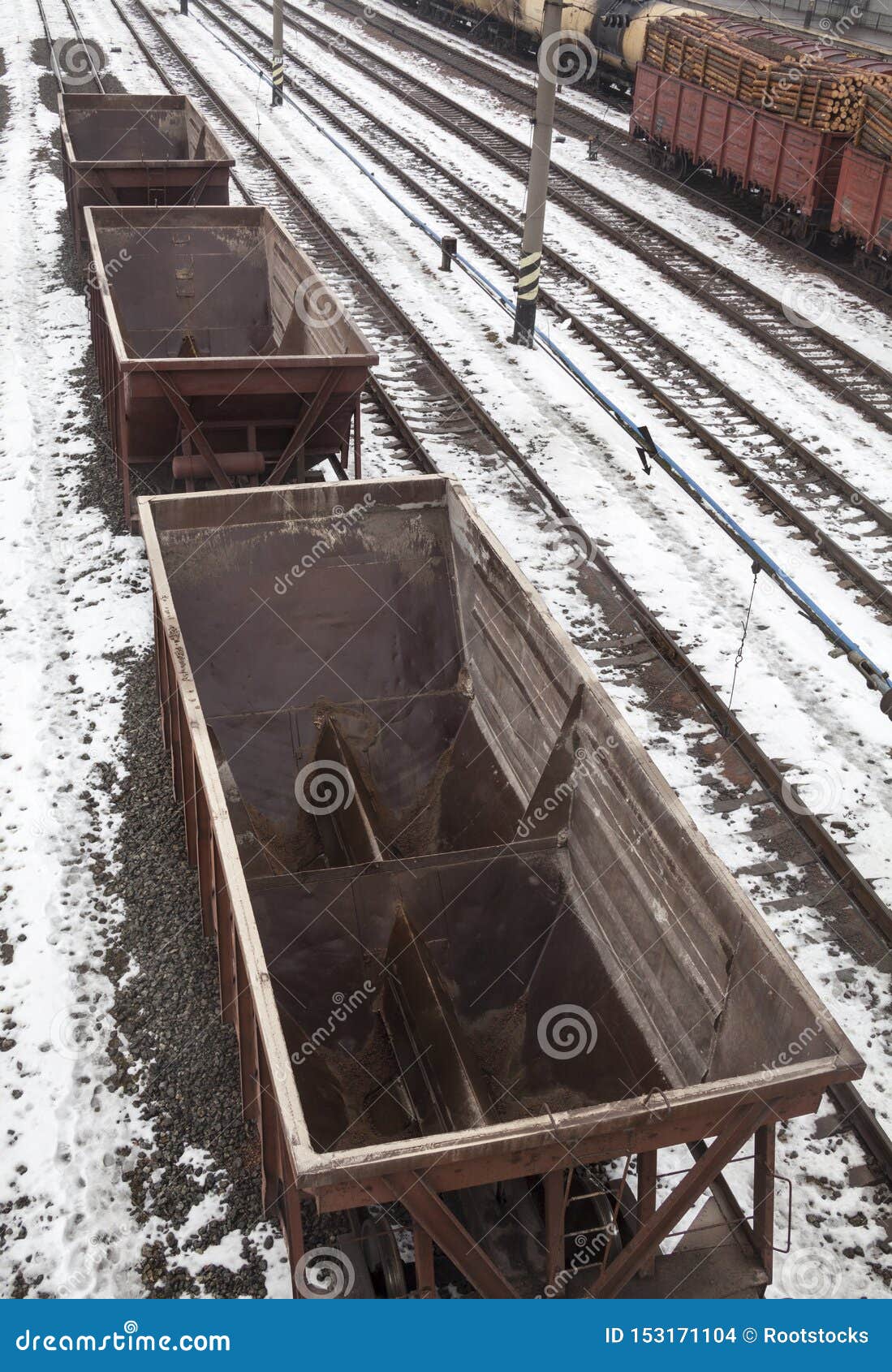 Empty freight wagons stock photo. Image of proceed, shipping - 153171104