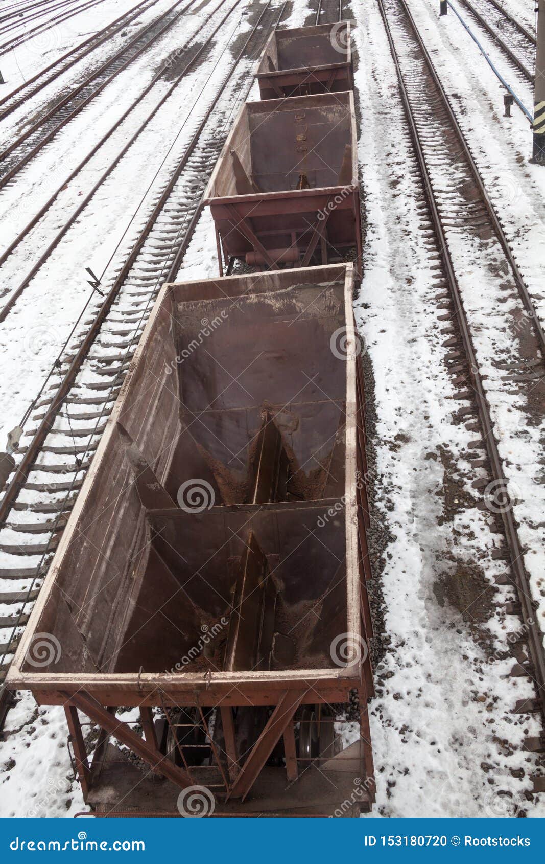 Empty freight wagons stock photo. Image of railcar, hopper - 153180720