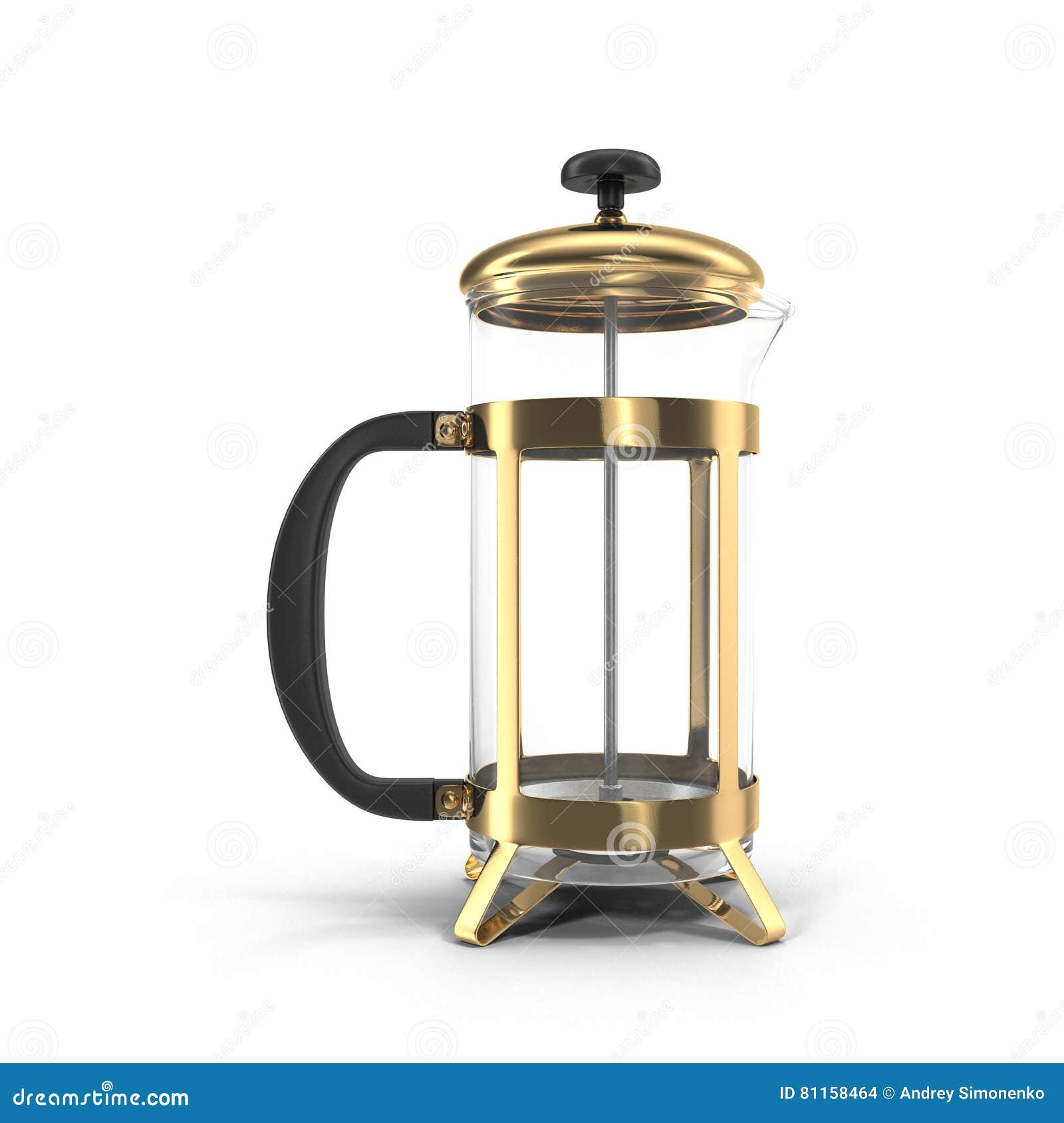 Empty French Press Coffee Maker on White. 3D Illustration Stock ...