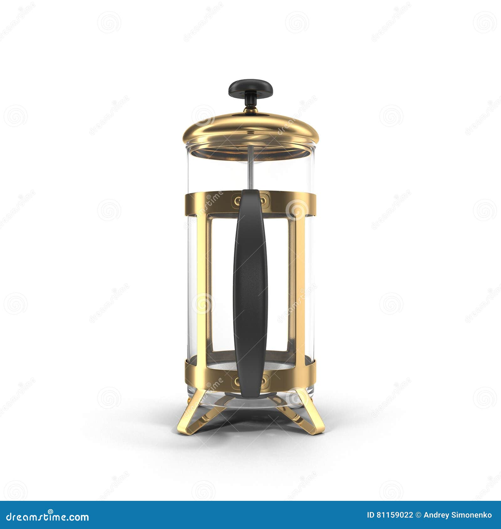 Empty French Press Coffee or Teapot on White. 3D Illustration Stock ...