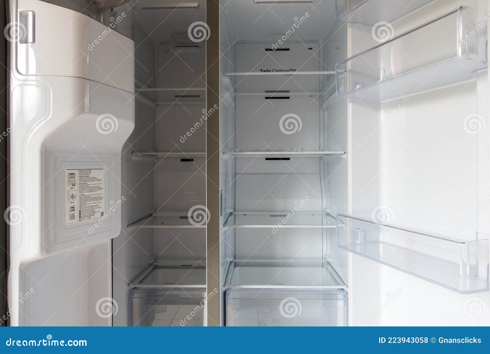 Empty Fridge Freezer Shelves with White Interior Stock Photo - Image of ...
