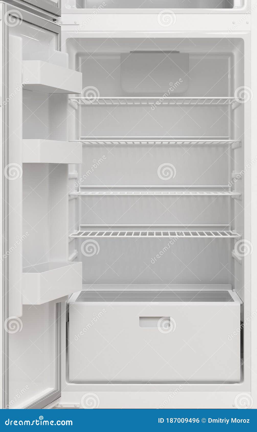 Empty Fridge with Open Door Stock Illustration - Illustration of ...