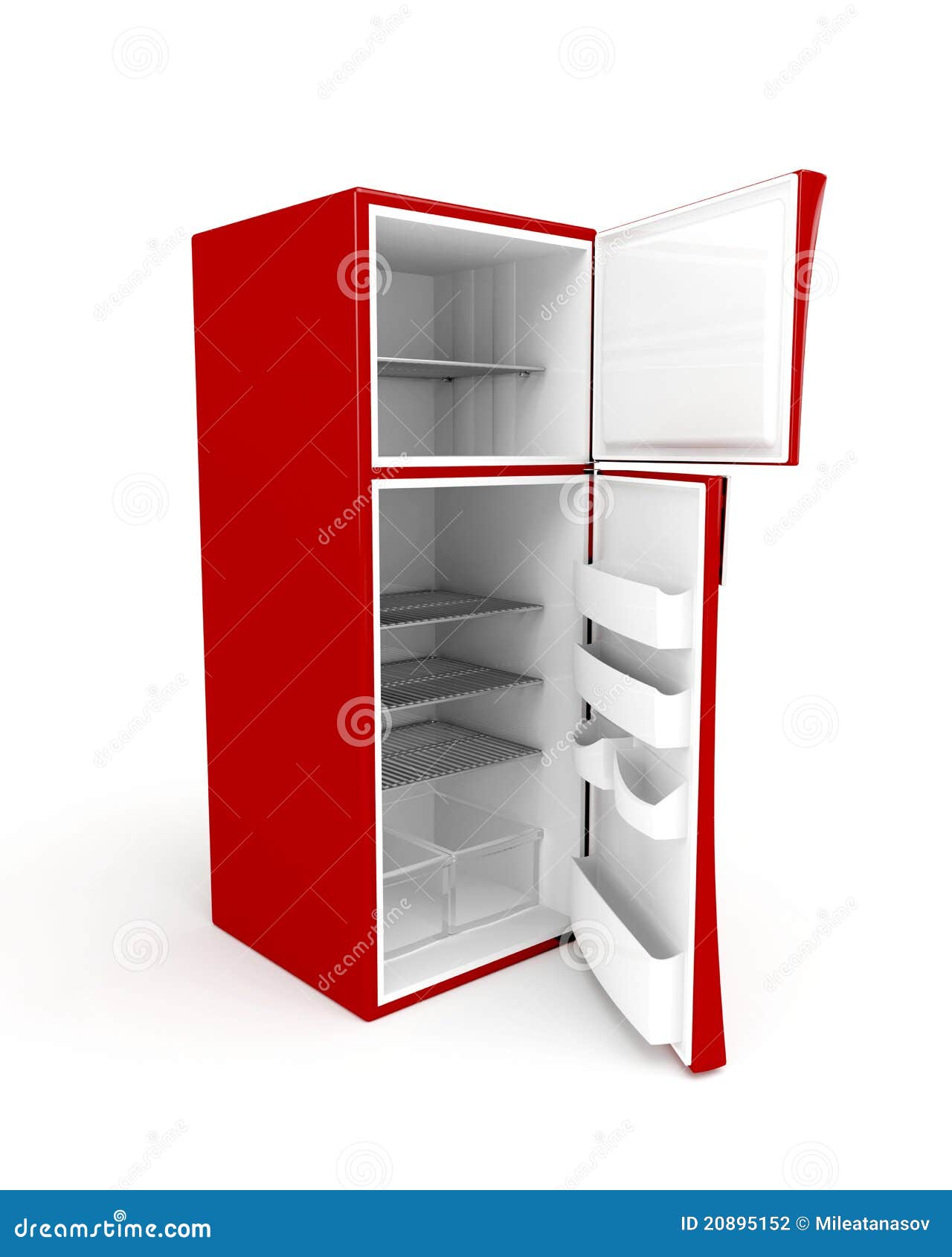 Empty Fridge Glass Sliding Doors. Modern Supermarket Commercial Freezer ...