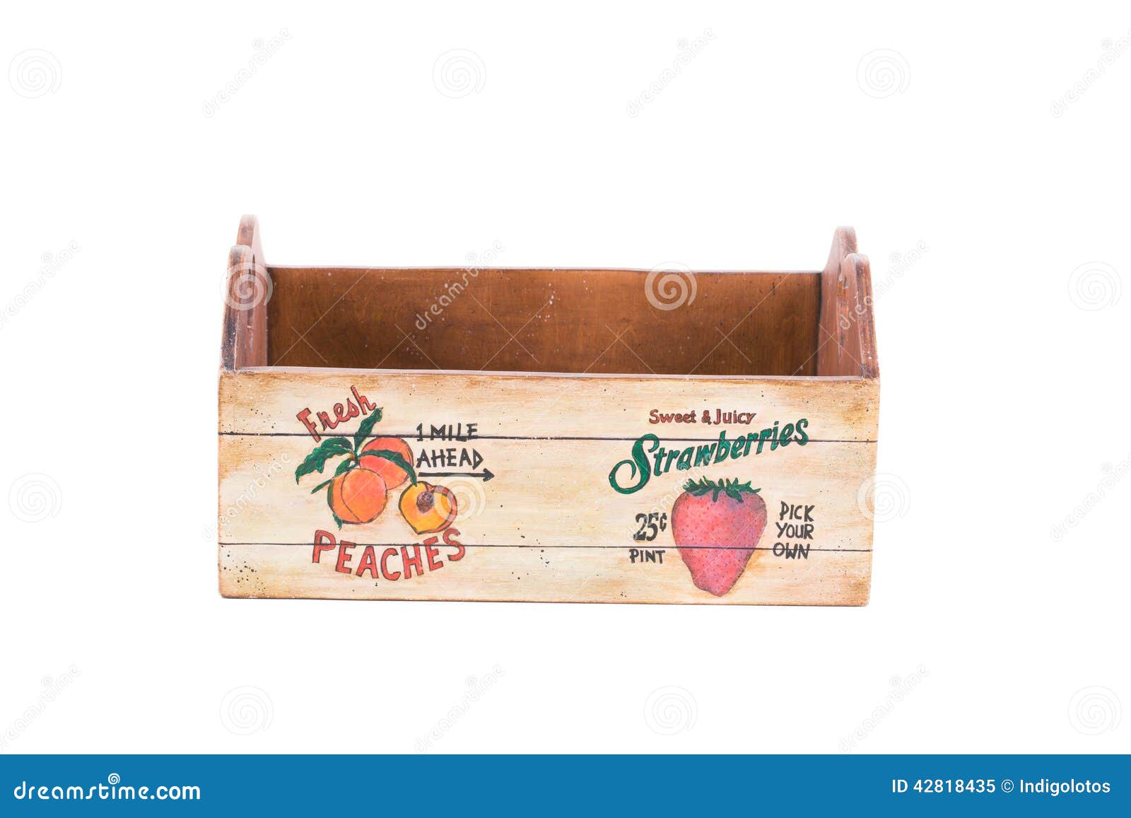 Empty fruit wooden box. stock image. Image of drawings - 42818435