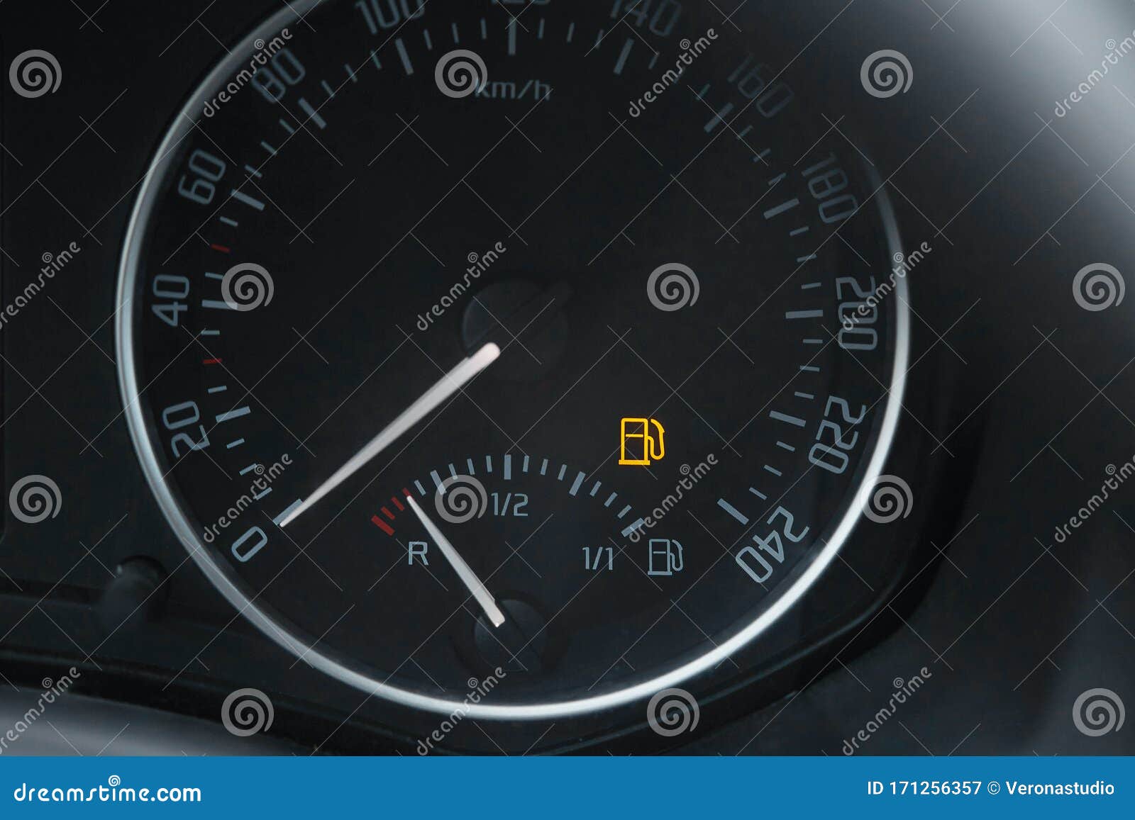Empty Fuel Gauge Warning Light in Car Dashboard. Stock Image - Image of ...