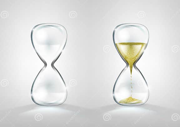 Empty and Full Gold Glitter Hourglass Isolated Stock Vector ...