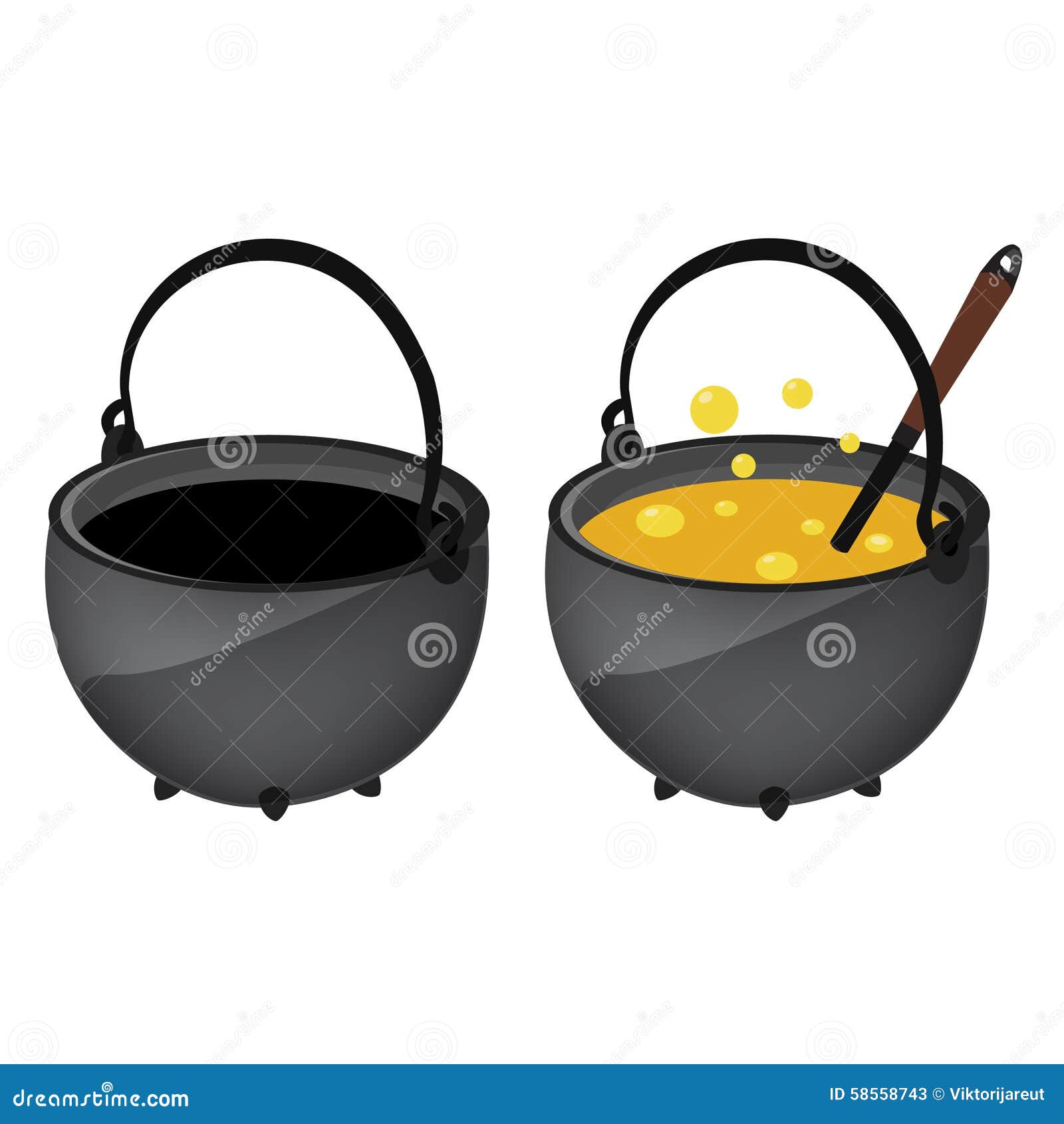 Empty and Full Magic Kettle Stock Illustration - Illustration of ...