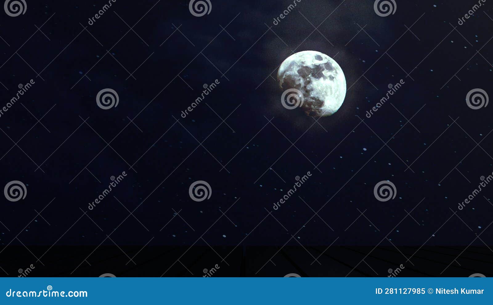 Empty Full Moon Night 3d Illustration Background Design for Product ...