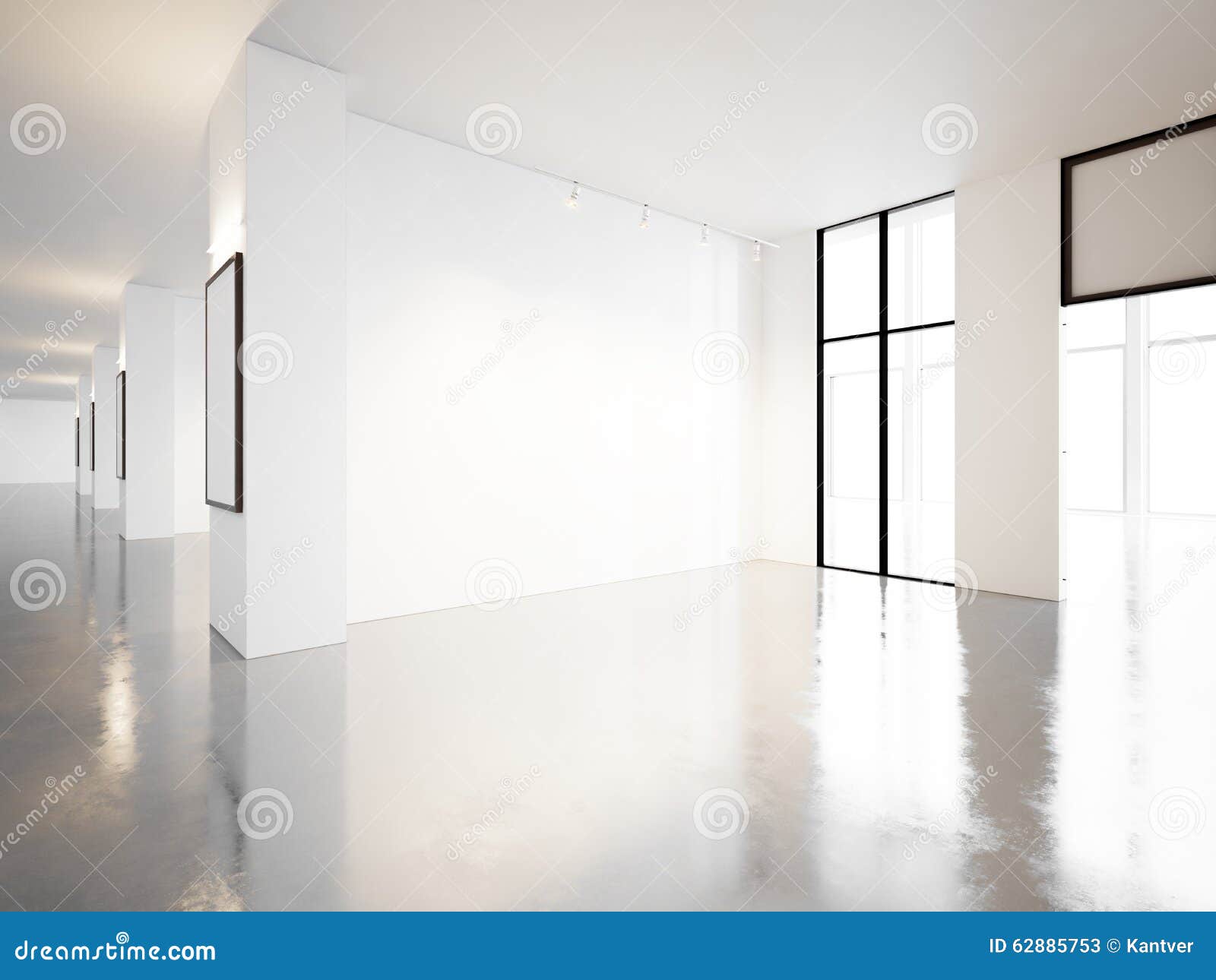 Empty Gallery of Contemporary Museum. 3d Render Stock Image - Image of ...