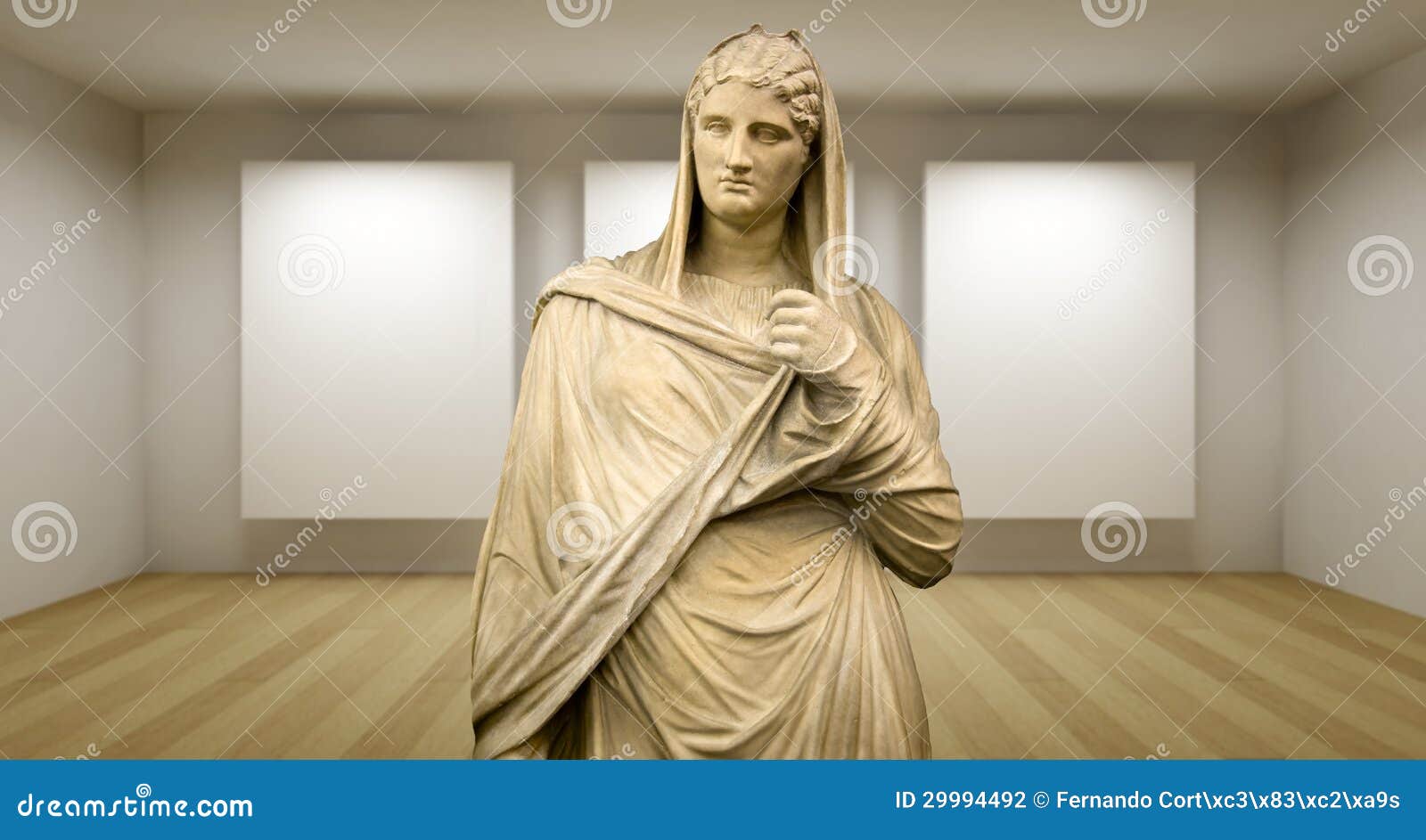Lady, Empty Gallery, 3d Room with Greek Sculture, Ancient Statue Stock ...