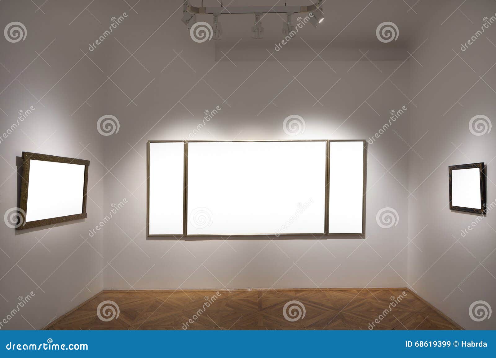 Empty Gallery with Empty Frames Stock Image - Image of bright ...