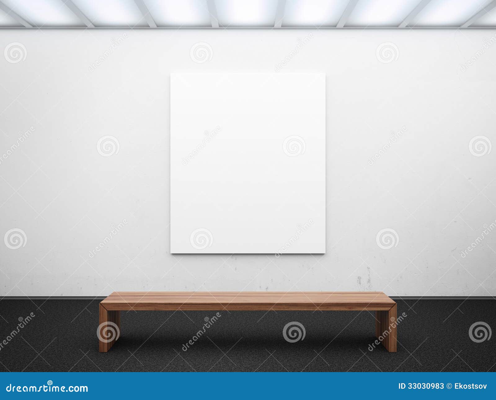 Empty gallery with frame stock illustration. Illustration of gray ...
