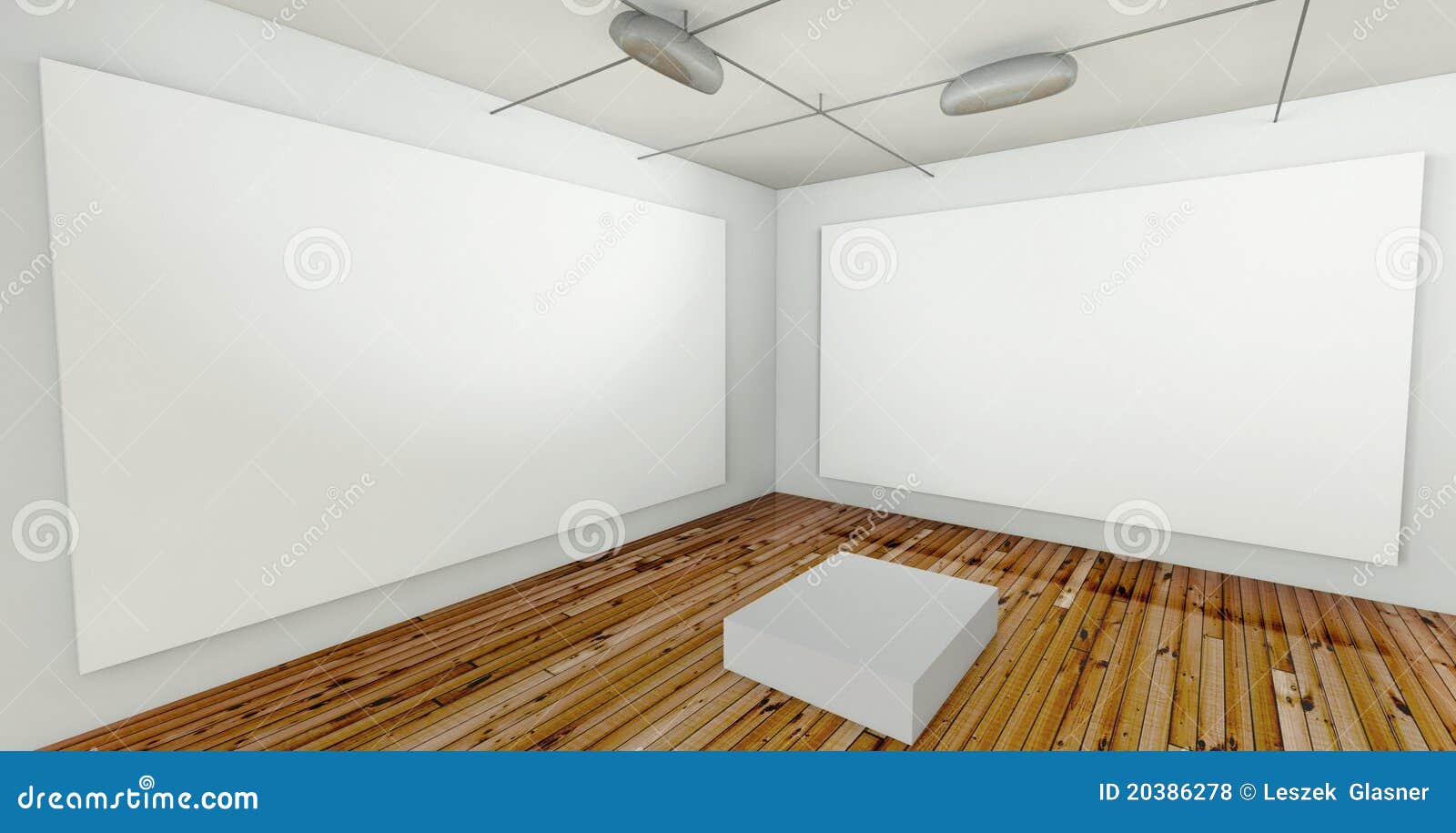 Empty Gallery, Hall with Frames Stock Illustration - Illustration of ...