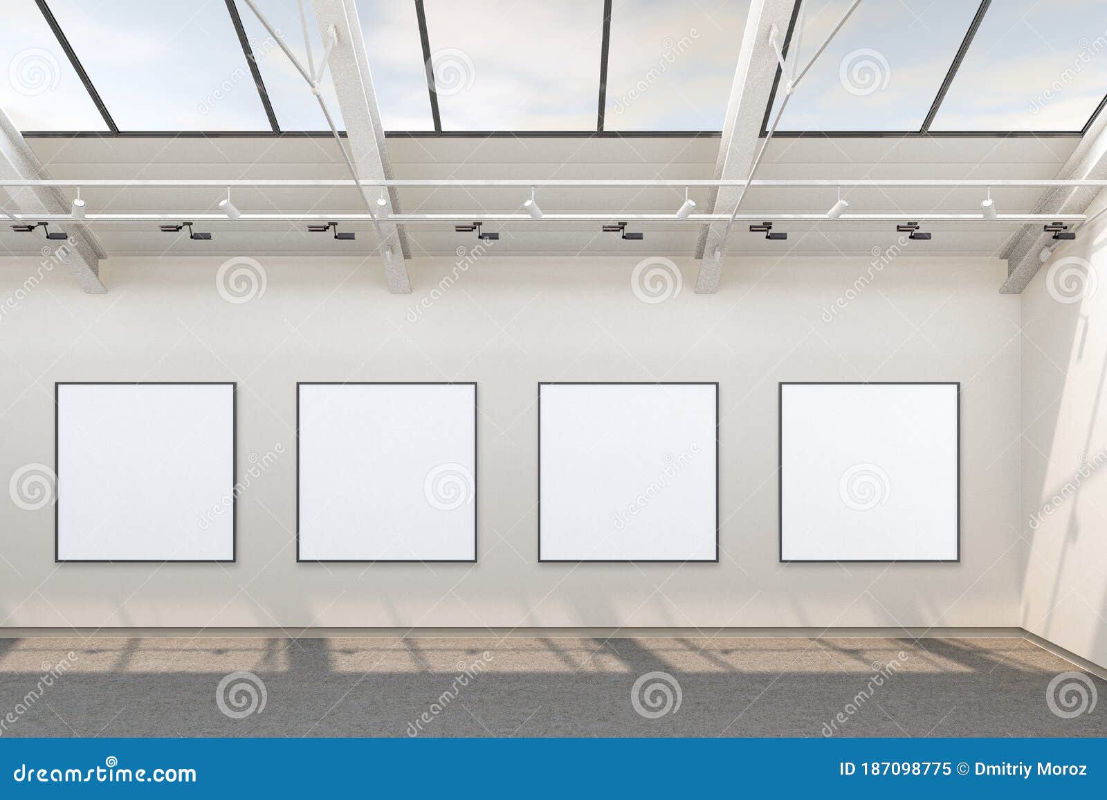 Empty gallery interior stock illustration. Illustration of mock - 187098775