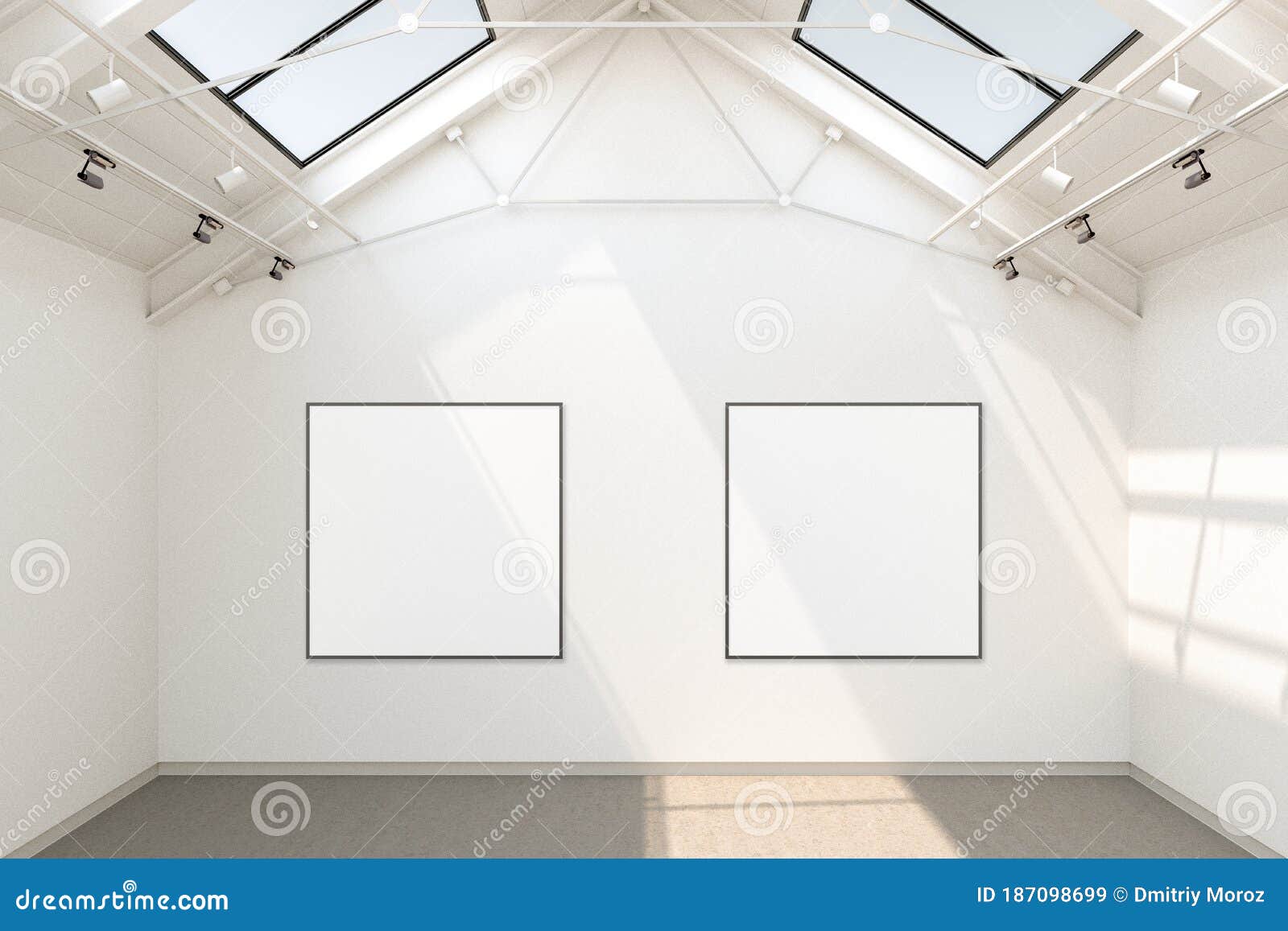 Empty gallery interior stock illustration. Illustration of room - 187098699