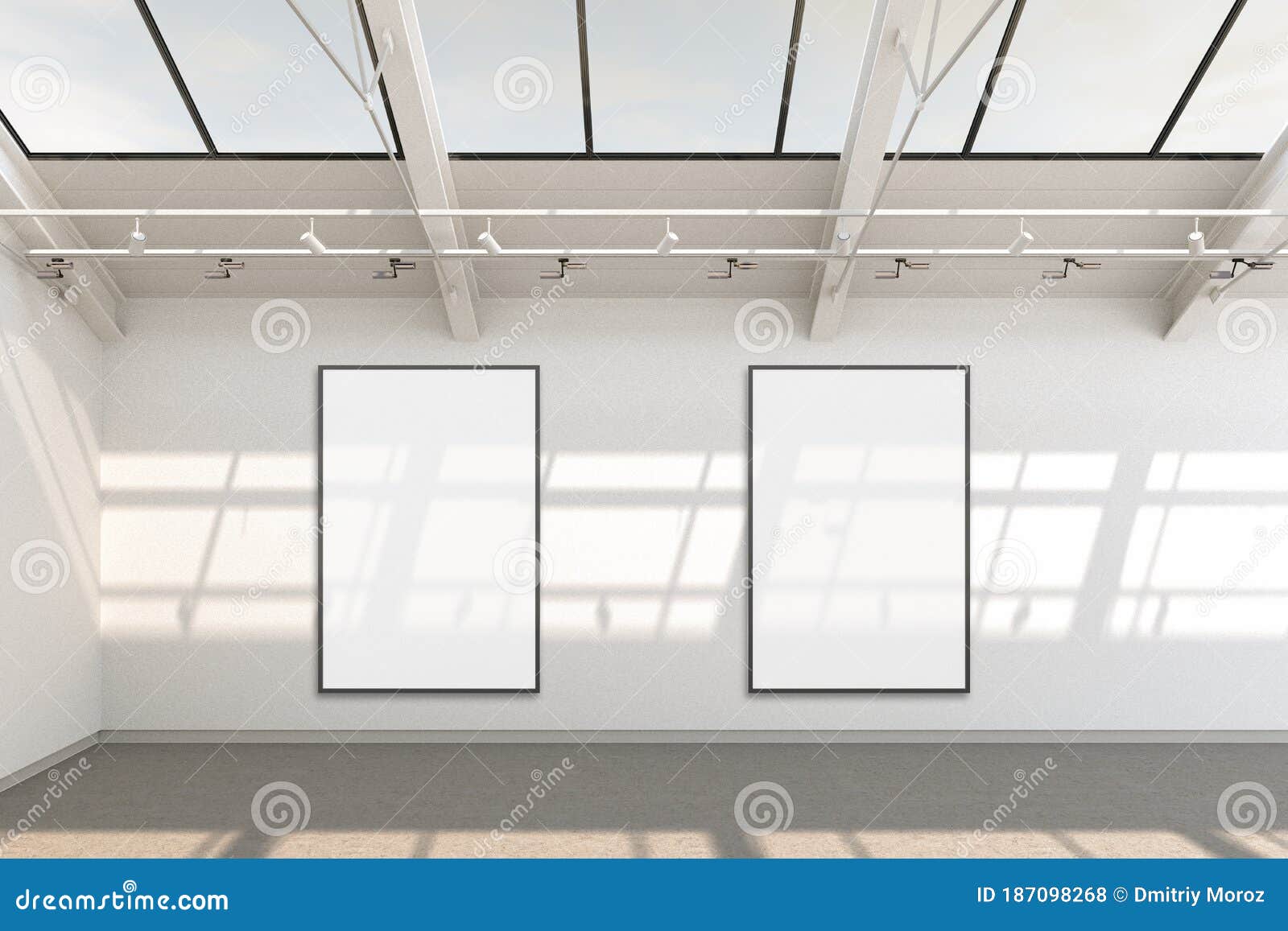 Empty gallery interior stock illustration. Illustration of room - 187098268