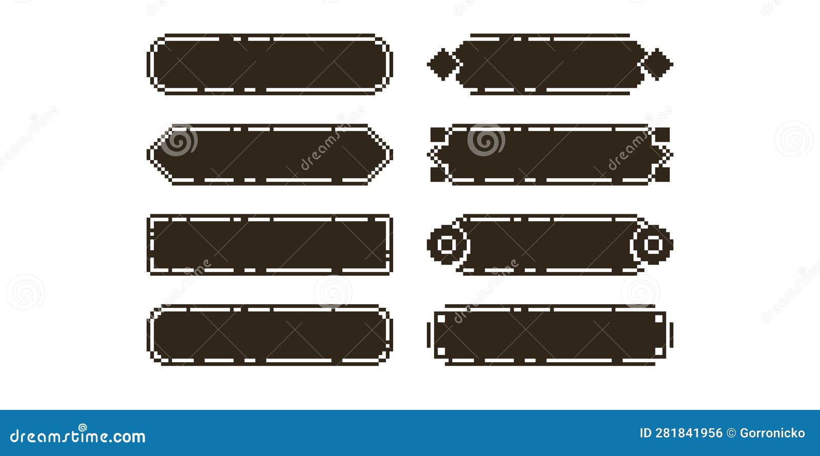 Empty Game User Horizontal Interface Frames In Pixel Art Retro ...