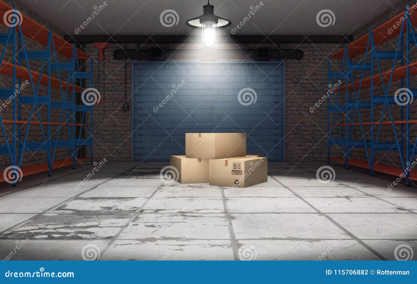Empty Garage With Metallic Floor And Bright Lighting. Organised Space ...