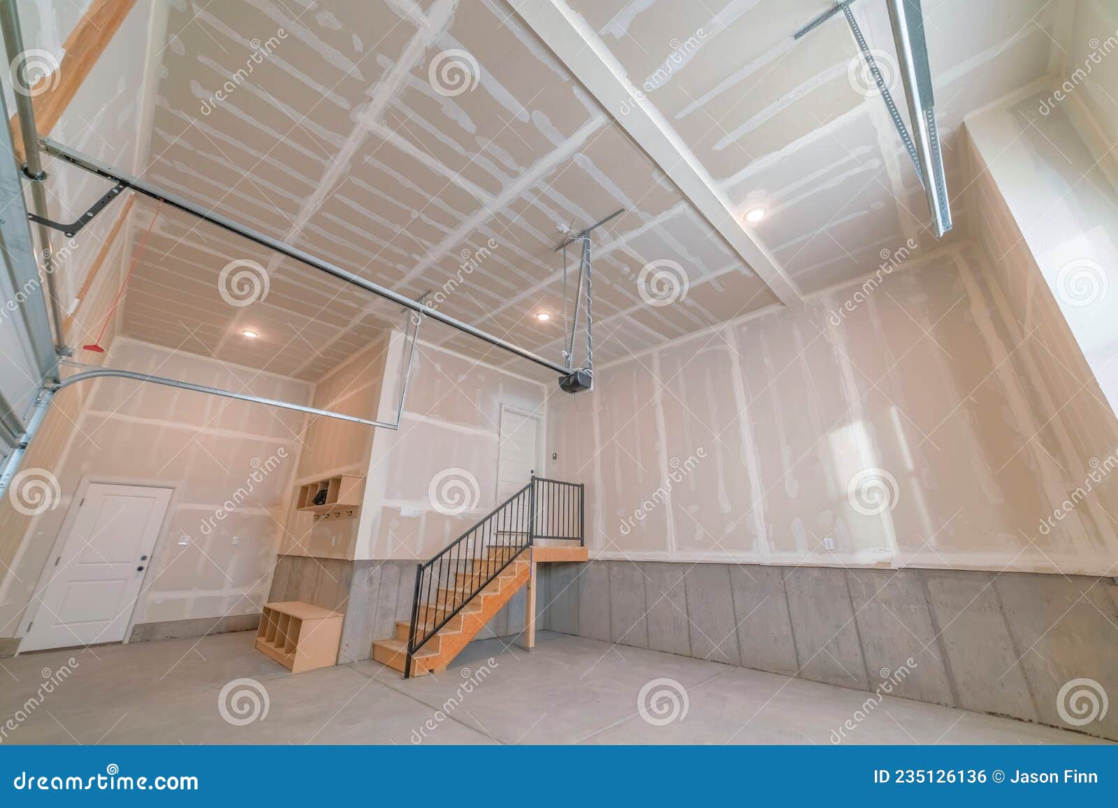 Empty Garage Interior with an Automatic Door Operator Stock Photo ...