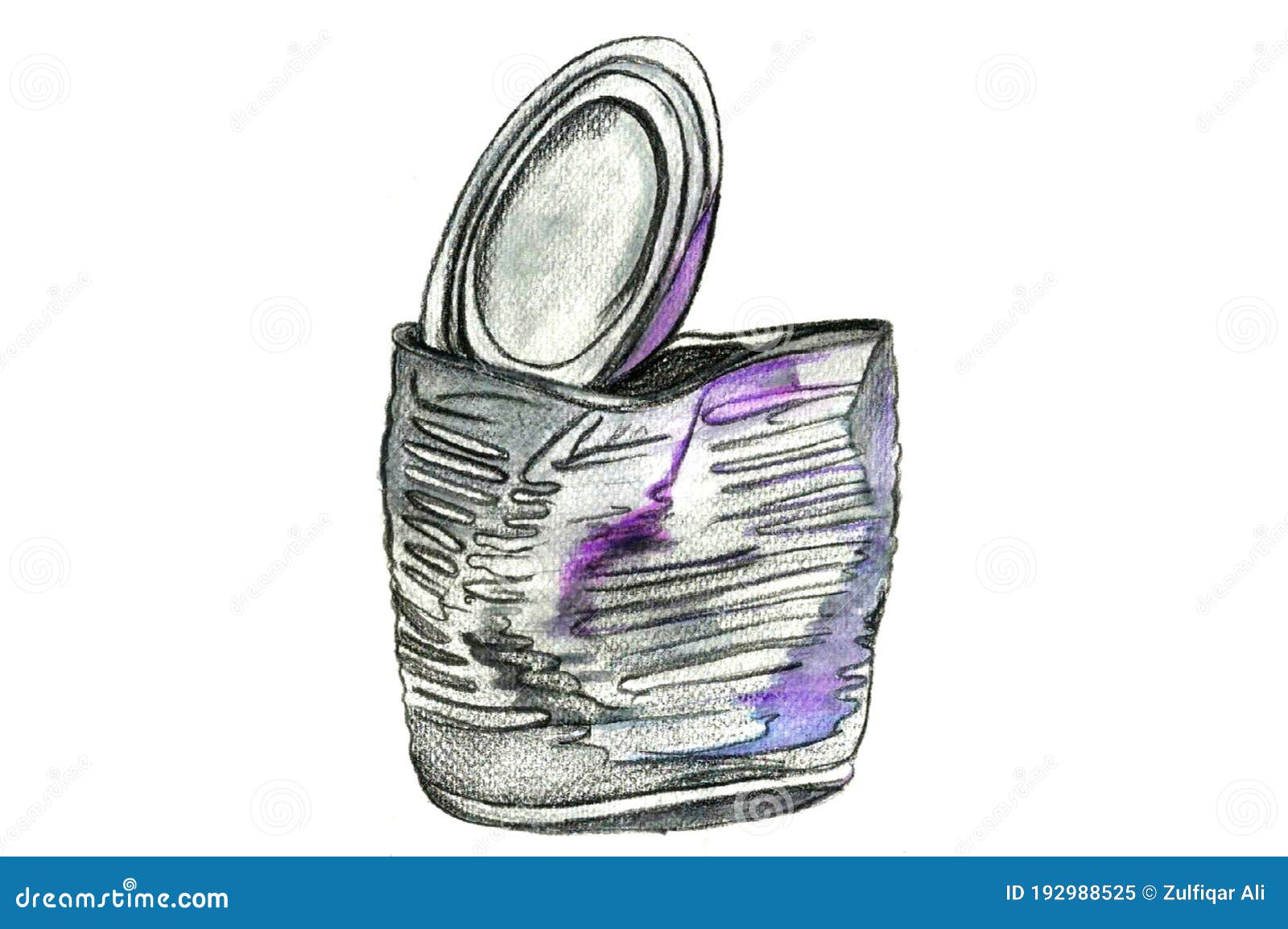 An Empty Garbage Bin Drawing Stock Illustration - Illustration of ...