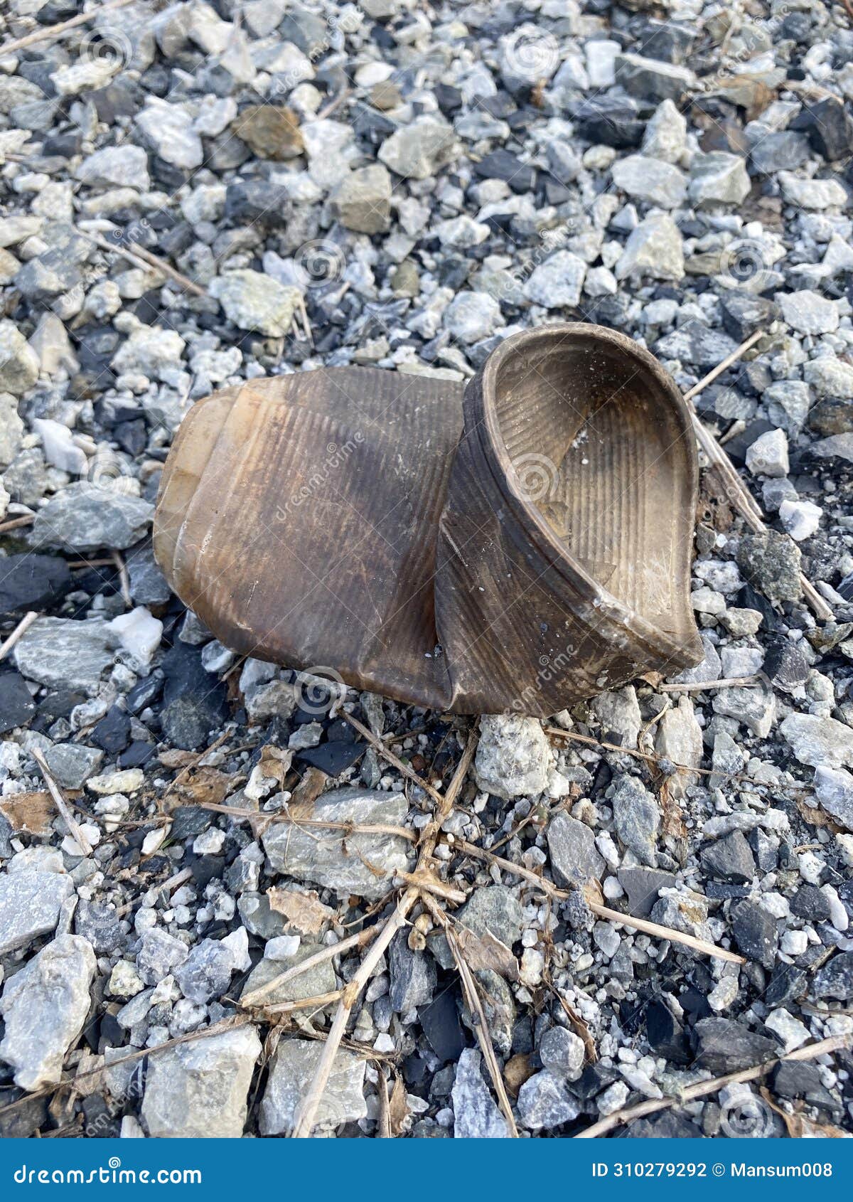 Empty Garbage Can on the Ground. Pollution in the City Stock Photo ...
