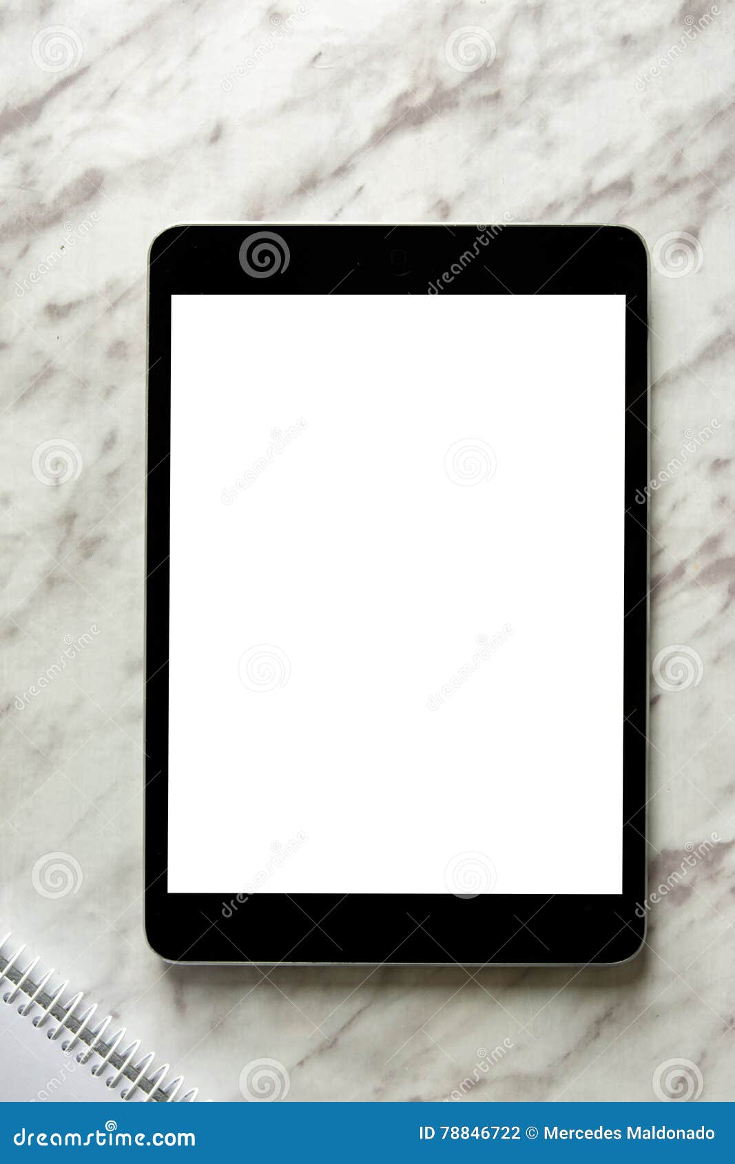 Empty Generic Tablet Pc on Top of White Marble Stock Photo - Image of ...