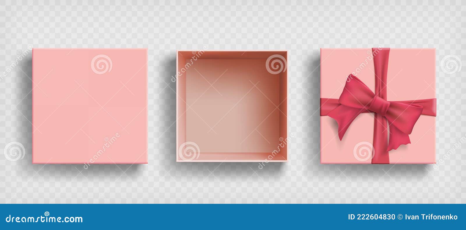 Empty Gift Box with Pink Bow and Ribbon Stock Vector - Illustration of ...
