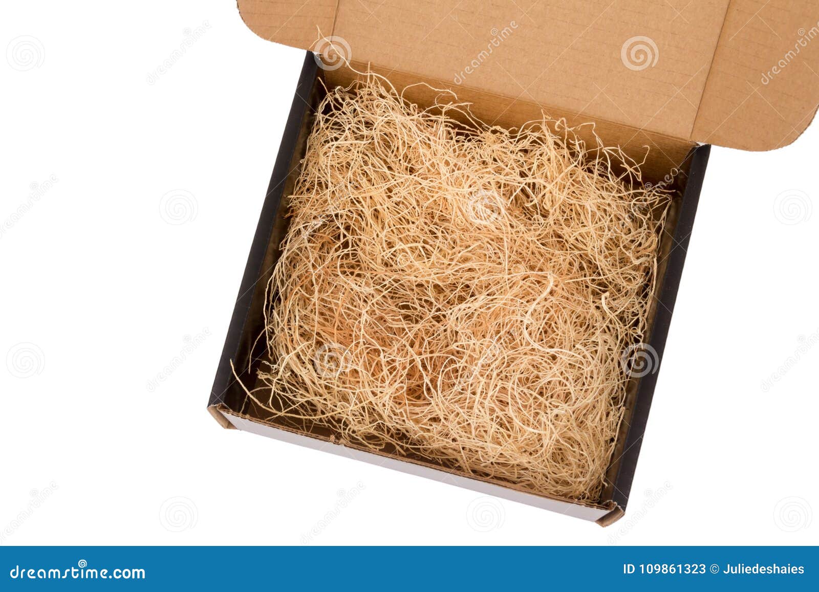 Empty gift box with straw stock image. Image of cartoon - 109861323