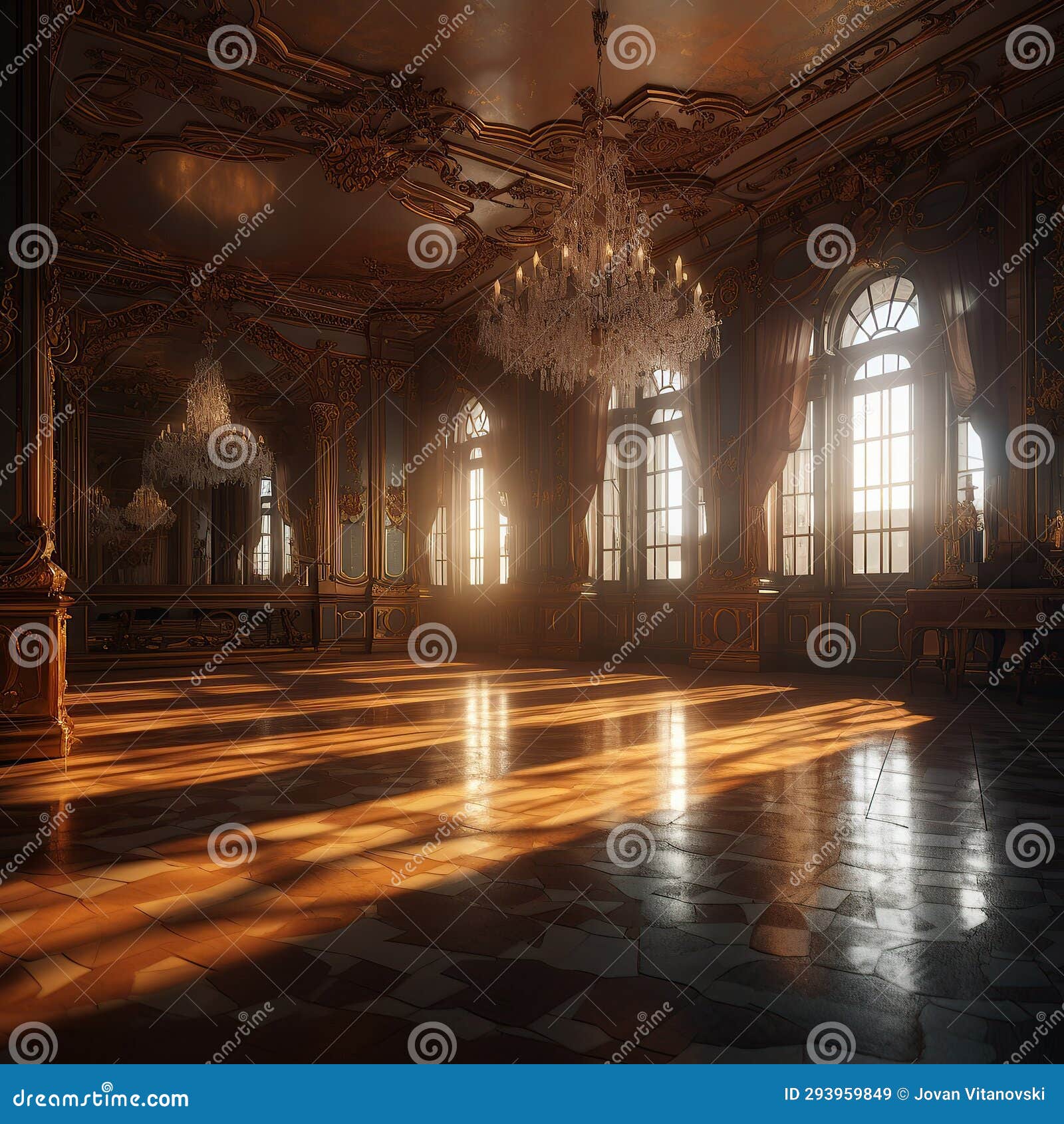 Empty Glamorous Image of a Ballroom, Stock Illustration - Illustration ...