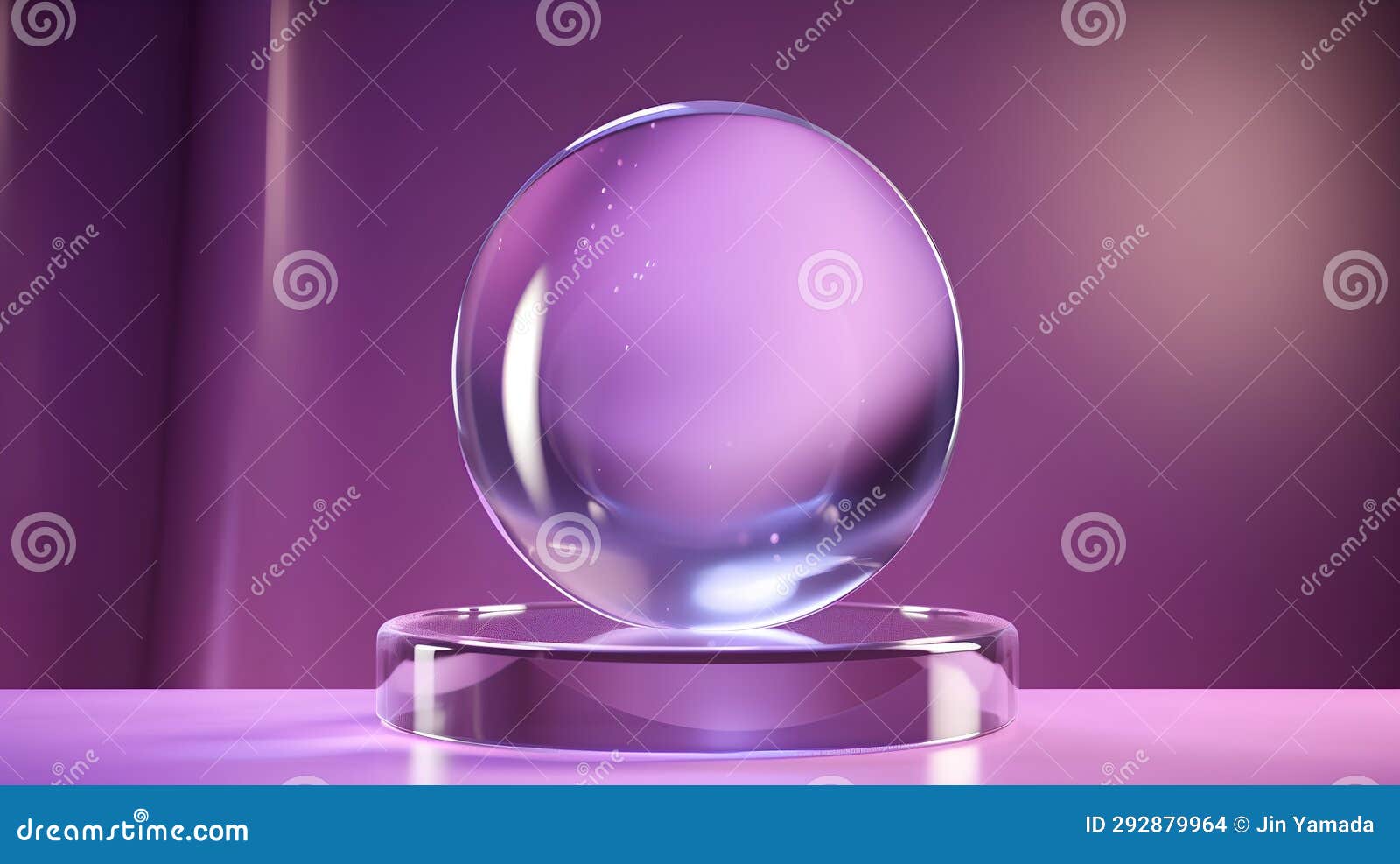Empty Glass Ball on a Purple Background. 3d Rendering Mock Up Stock ...
