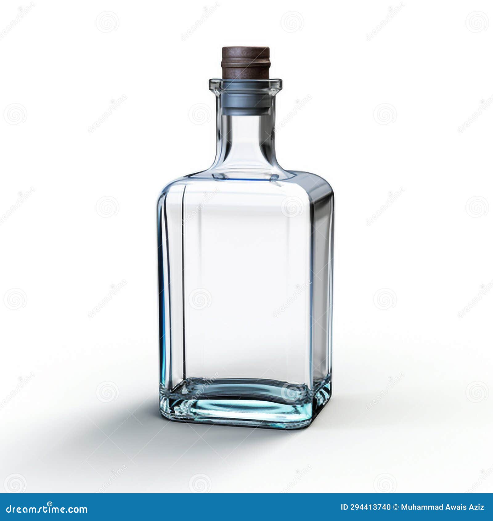 Empty Glass Bottle with Blank Label Isolated on White Background Stock ...