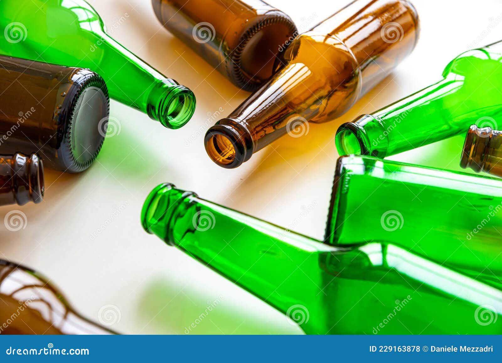 Empty glass bottles stock photo. Image of reflection - 229163878