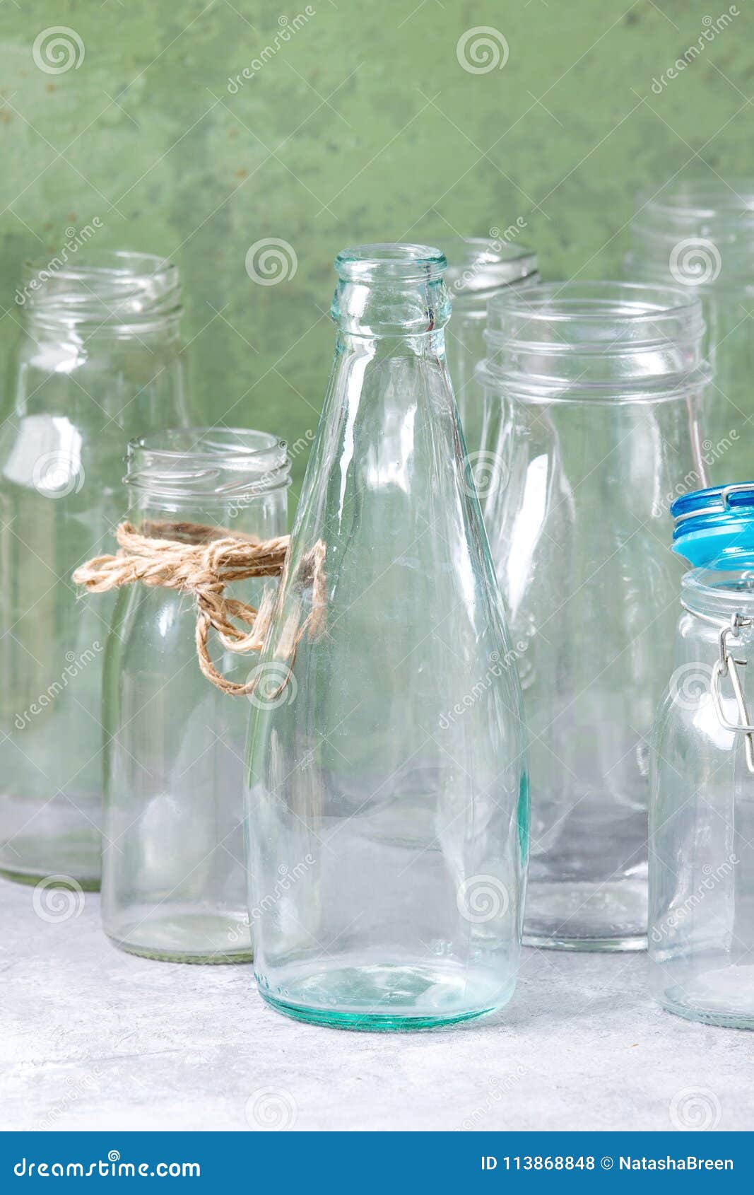 Empty glass bottles stock photo. Image of background - 113868848