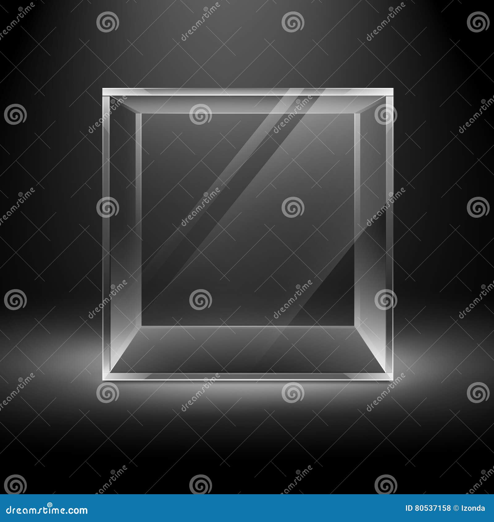 Empty Glass Box Cube on Background with Backlight Stock Vector ...