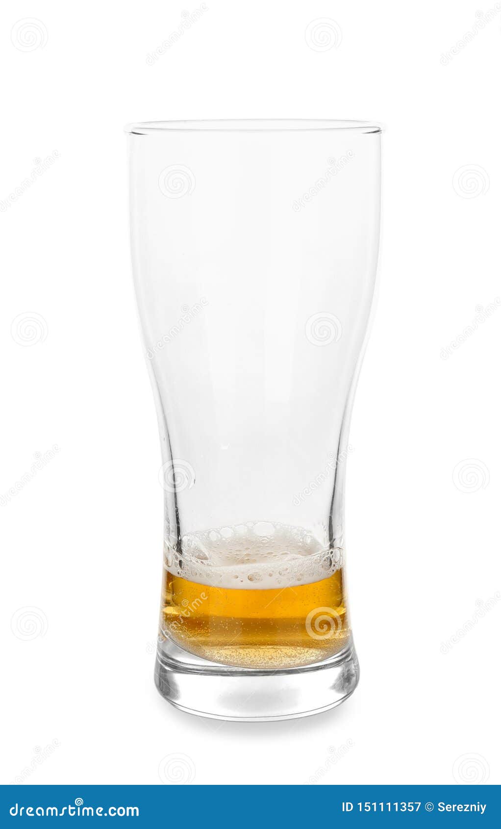Almost Empty Glass of Cold Beer on White Background Stock Image - Image ...