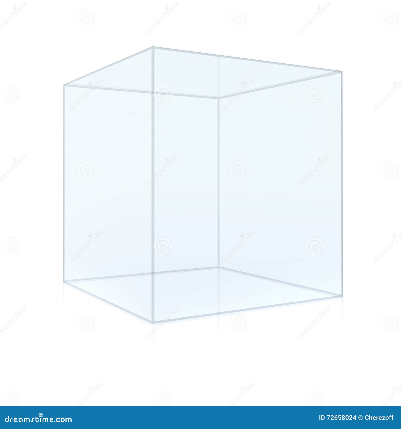 Empty glass cube isolated stock photo. Image of indoor - 72658024