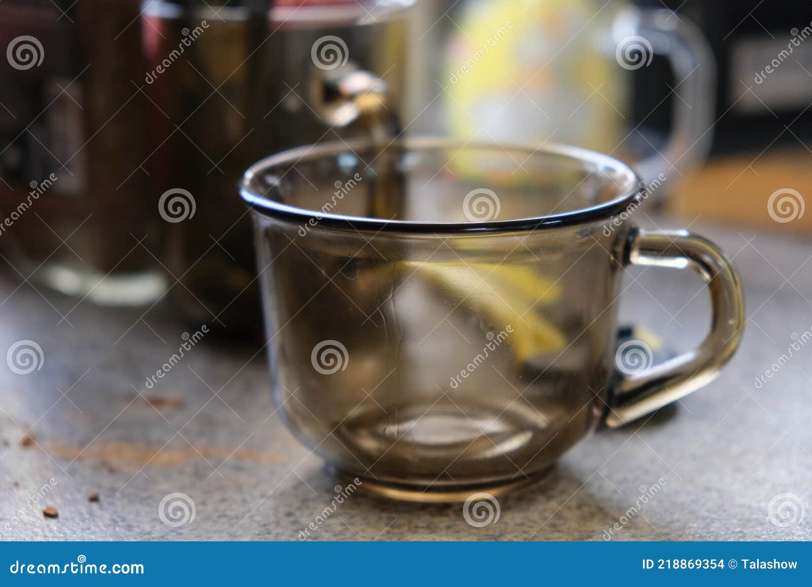 Empty Glass Cup on Table Close Up Stock Photo - Image of glass, clean ...
