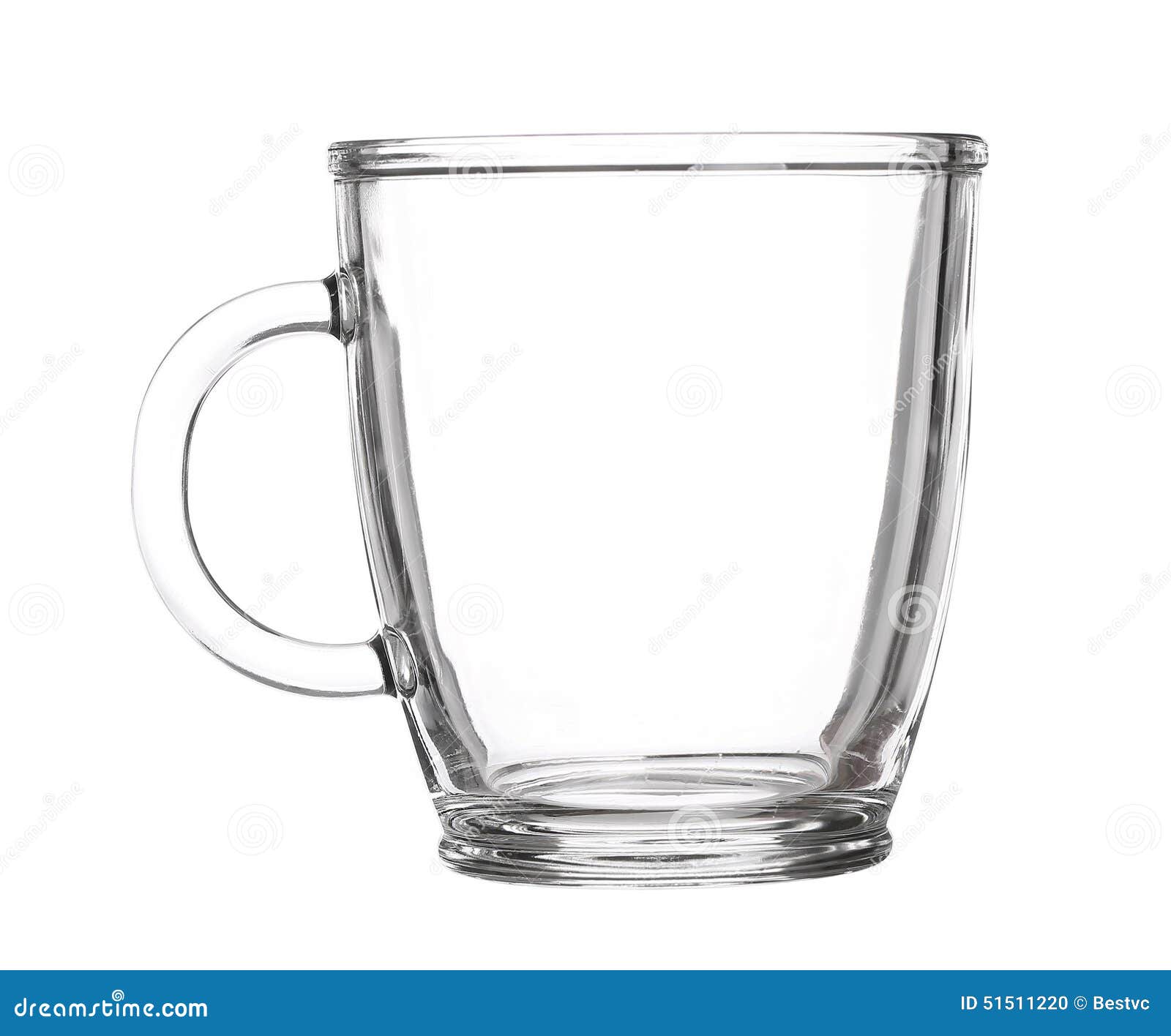 Empty Glass Cup of Tea with Handle Isolated on White Background Stock ...