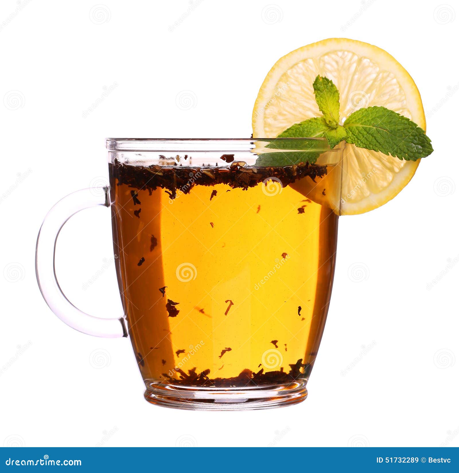 Empty Glass Cup of Tea with Handle Isolated on White Background Stock ...
