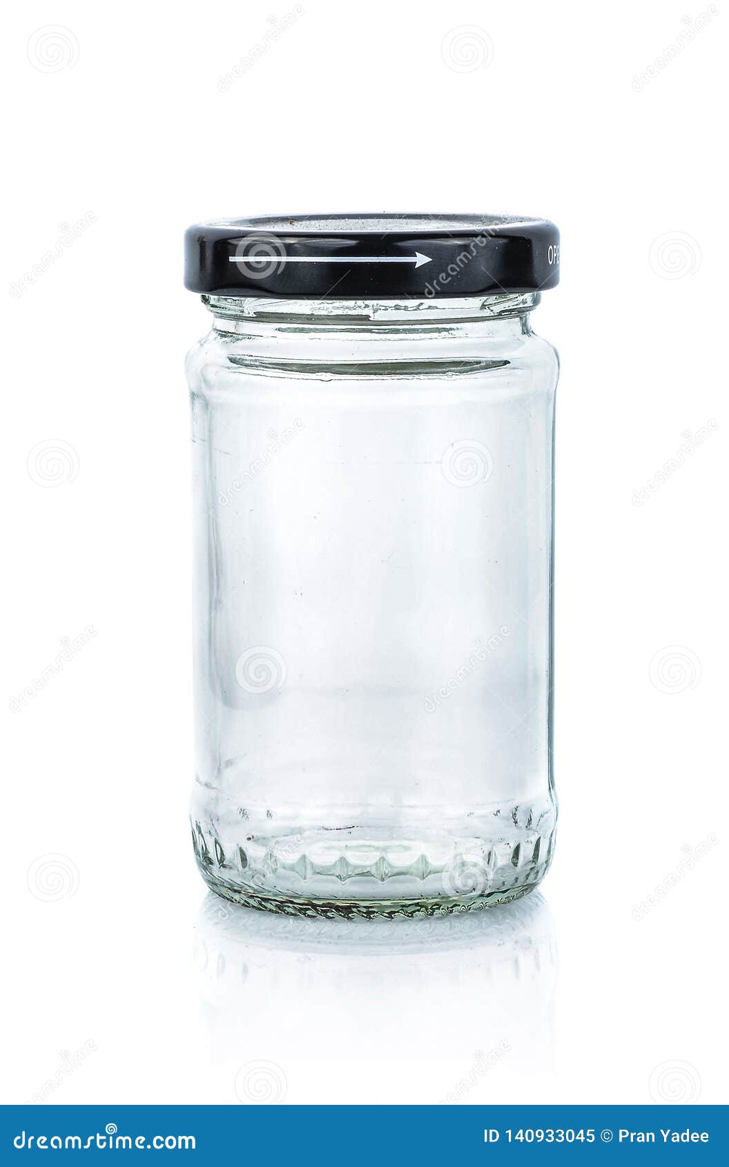 Empty Glass Jar with Black Lids on Whith Background Stock Image - Image ...